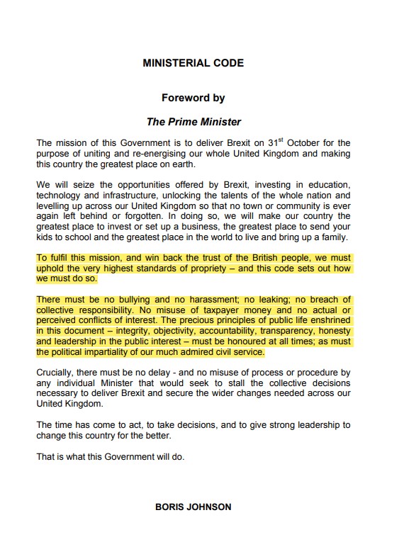 An open letter to my Tory MP on changes to the Ministerial Code ...